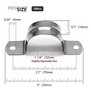 Jersvimc 16Pcs 1 1/4 Inch Stainless Steel Conduit Clamps, Two Hole Strap U Bracket Rigid Pipe Strap Metal U Clamp Conduit Strap Tension Clips U-tube Clamp Heavy Duty