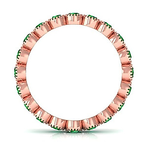Certified Lab Grown Emerald Full Eternity Band, AAAA Quality, Emerald Wedding Ring for Women- Ready to Gift, 14K Rose Gold, Size:US 7.50