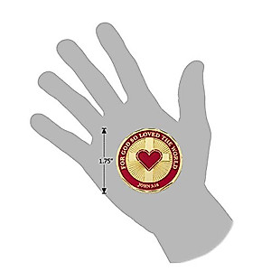 God Loves You Coin, for God So Loved The World That He Gave His Only Begotten Son, John 3:16 Gift. Gold Plated Christian Challenge Coin. Collectible. Eternal Life, Heavenly Father’s Heart Token.