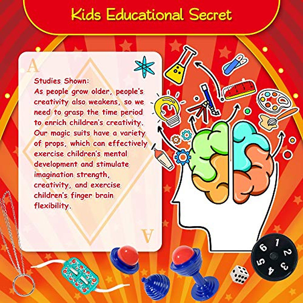 Heyzeibo Magic Kit for Kids - Magic Tricks Games Toy for Girls & Boys, Magician Pretend Play Dress Up Set with Magic Wand & More Magic Tricks, Instruction Manual, for Beginners Toddlers