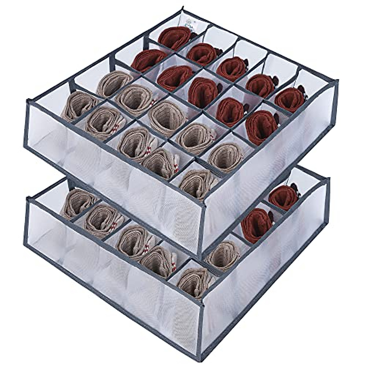 GRANNY SAYS Bundle of 2-Pack Closet Bins with Lids for Storage & 2-Pack Socks Storage Organizers