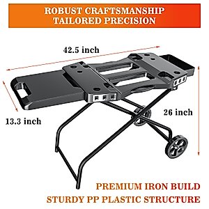 GRISUN Portable Grill Cart for Ninja Woodfire Grill OG700 Series, Folding Outdoor Grill Stand for Ninja OG701, Pit Boss 10697/10724, 22" Blackstone,Traeger Ranger Griddle with Table Shelf and Basket
