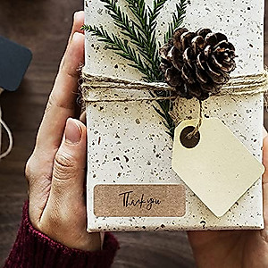 Thank You Rectangular Sticker Roll, Kraft Paper Thank You Label Stickers, 360 Pcs 3 x 1 inch Unique Designed Labels for Envelope Packaging Bags and Handmade Products by HubHnb