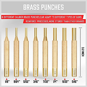 SEDY 22-Pieces Roll Pin Punch Set, Roll Pin Starter Punch, Brass, Steel, Plastic Punches, 4 Heads Hammer & 1 Plastic Tweezers. Red Storage Carring Case provided