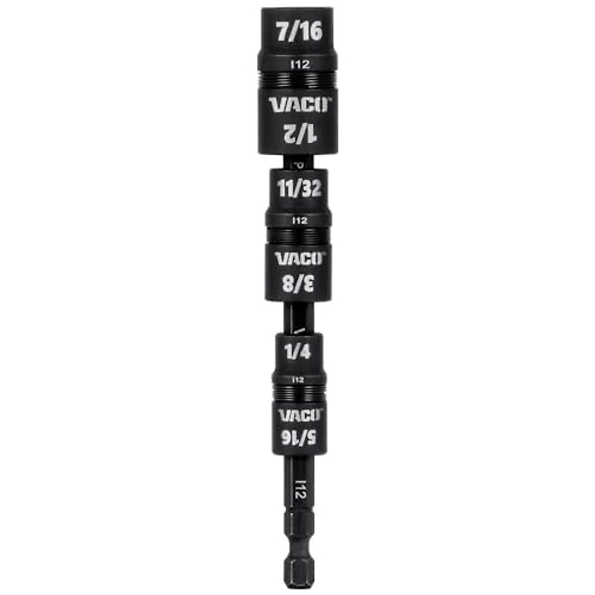 VACO VAC1070 Impact Driver, 7-in-1 SAE Multi-Bit Impact Flip Socket with Handle, 6 Easy-to-Identify Hex Driver Sizes and 1/4-Inch Bit Holder