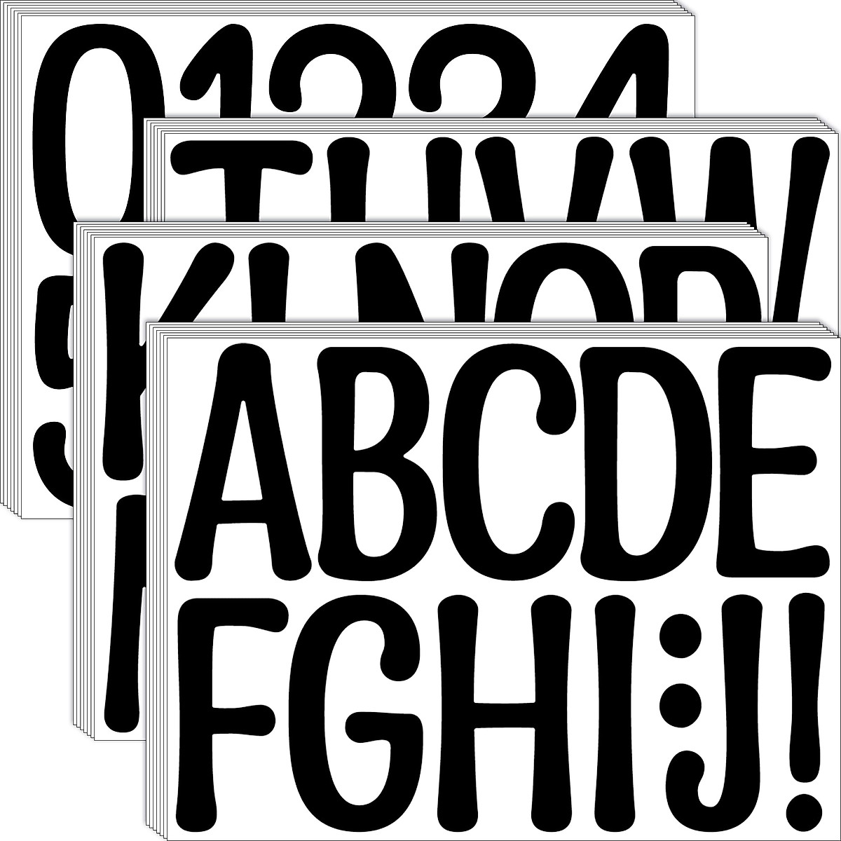 24 Sheets 1200 PCS Large Letter Stickers 4 Inch Alphabet Number Letter Stickers Vinyl Self Adhesive Stickers Letters for Poster Bulletin Boards Window Door Mailbox Crafts Classroom Home Decor (Black)