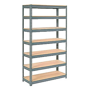 Global Industrial Boltless Extra Heavy Duty Shelving 48"W x 12"D x 96"H, 7 Shelves, Wood Deck