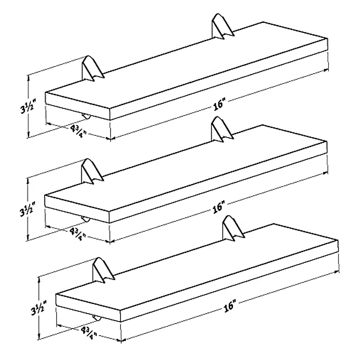 PLAYCON Easy Wall Mounted Floating Shelves Set of 3, for Office/Bedroom/Living Room/Media Room/Kitchen/Bathroom/Laundry Room/Storage, Innovative Textured PVC Finishing Walnut Wood Veneer Looking