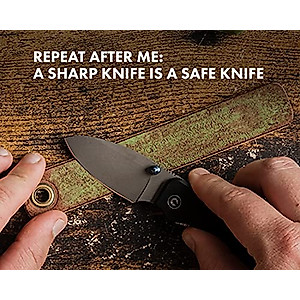 Knafs - Leather Strop for Honing Pocket Knives - Includes Stropping Compound