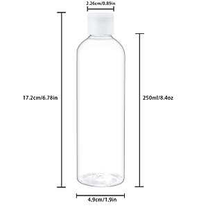 TRENDBOX 8oz/250ml Clear Bottles with Flip Cap Lid BPA-Free Travel Containers For Shampoos,Lotions and Massage Oils - 5 Pack