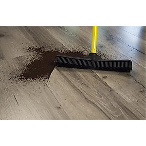 Pet Hair Remover Broom - Floor, Tile, Carpet, Multi-Surface Squeegee Rubber Broom, 12 Inch Broom Head, Orange