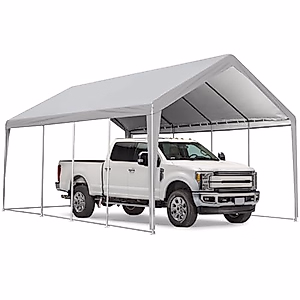 ACONEE Carport 13×25 FT Heavy Duty Car Canopy with Ventilated Windows, Removable Sidewalls & Zipper Doors, Portable Garage Boat Shelter Tent Outdoor, Waterproof All-Season Tarp for SUV, Car, Truck