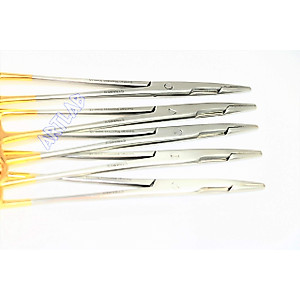 LOT of 5EA Olsen HEGAR Needle Holder Forceps 7" (17.80cm) with Tungsten Carbide Inserts Serrated (CYNAMED)