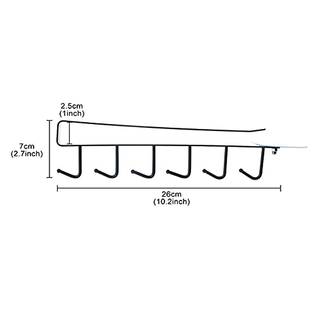 OULLYY 2 Pack 6-Hook Under Cabinet Mug Hanger, Adhesive Cup Holder Coffee Cup Mug Holder for Kitchen, 6 Hooks Tea Mug Holder for Cupboard (2pcs Black)