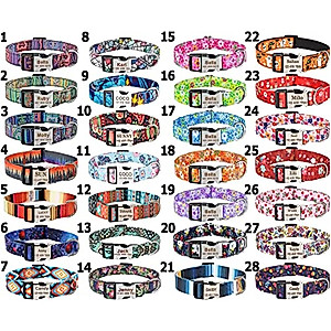Moonpet Personalized Colorful Custom Dog Collar with Engraved ID Name and Phone Number Plate/Customized Dog Collars for Puppy Small Medium Large X-Large Boy Girl Dogs