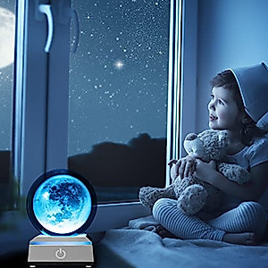 PODOI 3D Moon Crystal Ball, Birthday Christmas Astronomy Gifts for Kids, Gifts for Space Lovers, Presents for Children