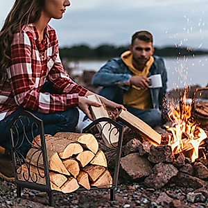 Eletorot 17 Inch Small Firewood Rack Indoor/Outdoor,Decorative Fire Log Holder for Fireplace,Fire Pit,Heavy Duty Wood Rack,Wood Stove Accessories