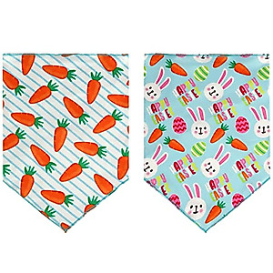Easter Dog Bandana, Bunny and Carrot Bandanas for Dogs, Spring Puppy Scarf for Small Medium Large Dogs