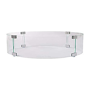 Fire Sense Fire Pit Wind Guard Clear Glass Tempered Glass for Propane, Gas, Fire Pits and Patio Heaters - Round - 26 Inches