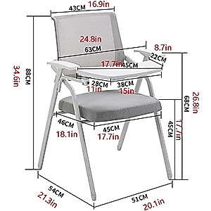 WHLONG Folding Chair Training Chair with Table Board Foldable Conference Chair with Writing Board Office All-in-One Chair Outdoor/Indoor