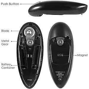 Electric Can Opener, Restaurant Can Opener Automatic, Hand Free Can Opener, Smooth Edge Portable Automatic Can Opener for Any Size, Best Kitchen Gadget, Chef's Best Choice (Black)