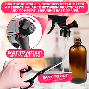 ALPENKOK 4 Pcs Spray Nozzle for Bottles - Spray Bottle Tops Replacement, Durable Plastic, Adjustable Length, 2 Spray Modes, Fits 8 Oz and 16 Oz Bottles, Good Sealable Fit for Home and Garden Use