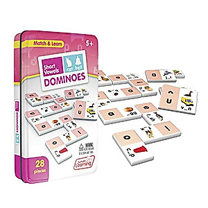 Junior Learning Short Vowel Dominoes Educational Action Games, Multi (JL493)