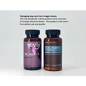 Amazon Elements Collagen Peptides + Vitamin C, 2500 mg Collagen Peptides per Serving, 90 Tablets, 1 Month Supply