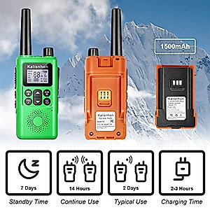 Kalisnhon Walkie Talkies Long Range with Call Alert NOAA Dual Watch Flashlight LCD Display VOX 22 Channels, Walkie Talkies for Adults with Charging Dock and Earpieces Li-ion Battery（2 Pack）