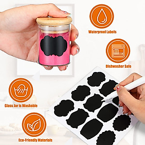 Roshtia Glass Spice Jars with Bamboo Airtight Lids Labels and Chalk Marker Food Storage Container Clear Spice Storage Bottle for Kitchen, Spice, Herbs, Seasoning, Seed, Tea, Sugar (12 Pcs,2.5 oz)