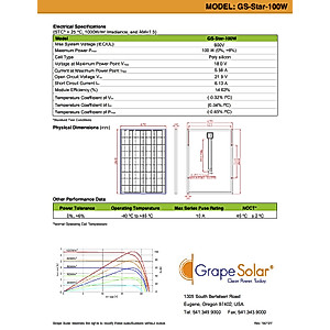 Grape Solar GS-STAR-100W Polycrystalline Solar Panel, 100-watt