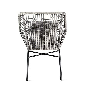 Amazon Basics Outdoor All Weather Rope Club Chair with Steel Frame and Cushions - 2 Pack, Gray