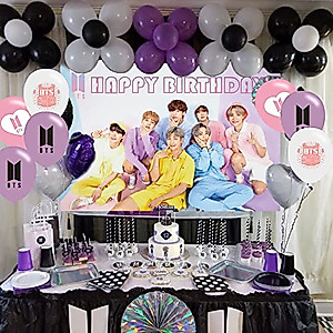BTS Bangtan Boys Birthday Party Decoration, BTS Party Photo Background 5 x 3 FT and 18 Pcs BTS Balloon, BTS Merch Party Backdrop Supplies