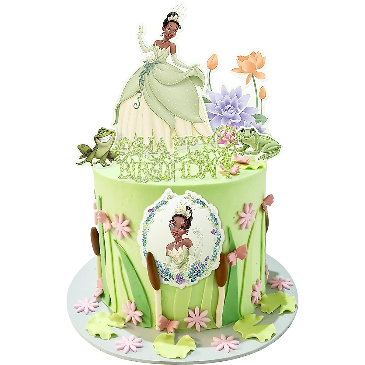 Cake Decorations for Tiana Cake Toppers, Sparkling HB Princess Theme Birthday Supplies Favor, 6 Pcs