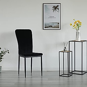Fabulaxe Black Modern and Contemporary Tufted Velvet Upholstered Accent Dining Chair, Set of 4