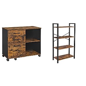 VASAGLE Lateral File Cabinet, Home Office Printer Stand, with 3 Drawers and Open Storage Shelves & Bookshelf, 4-Tier Shelving Unit, Bookcase, Book Shelf, 11.8 x 25.9 x 47.2 Inches