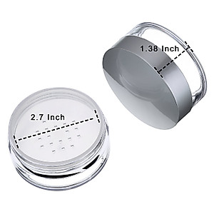Hotop 3 Pieces 50 ml Plastic Empty Powder Case Face Makeup Jar Travel Kit Blusher Cosmetic Makeup Containers with Sifter and Lids