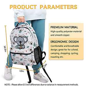 CUNEXTTIME Koala Backpack for Girls Boys, 16 Inch Cute Backpack for School, White Lightweight Durable Bookbag for Kids