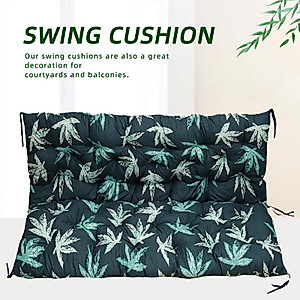 MZZDJJQ Replacement Cushions for Outdoor Swing, 2-3 Seat Porch Swing Cushions with Backrest, Thicken Swing Cushions for Outdoor Furniture with 8 Straps (Dark Curry, 48 * 40)