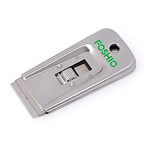 FOSHIO Stainless Steel Retractable Razor Blade Scraper for Glass Adhesive Removing Cooking Stove Top Grease Cleaning with 10PCS 1.5" Blades Cutter Tools