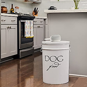 Harry Barker White Classic Food Storage Canister For Dogs, Large 40 Pounds of Food