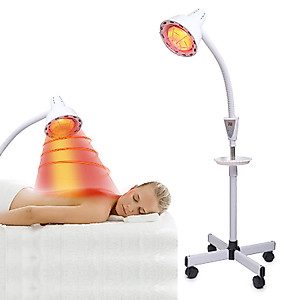 LHCYLDQ Infrared Light,275W Red Near Infrared Heat Lamp for Relieve Joint Pain and Muscle Aches,Adjustable Red Light Standing Lamp Set(White)