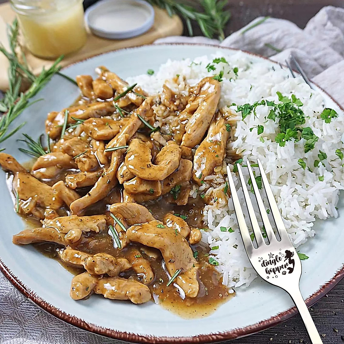 LRUIOMVE Dingle Hopper Engraved Stainless Steel Dessert Fork, Funny Fork Gifts for Friends Sisters Women Kids, Mermaid Lovers Fork Gifts, Birthday Valentine Christmas Gift