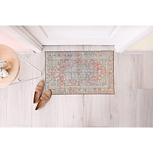 Monolia Machine Washable Area Rug, Non Slip Rug for Living Room, Bedroom, Bathroom, Kitchen, Vintage Home Decor, Boho Floor Decoration (2' x 3')