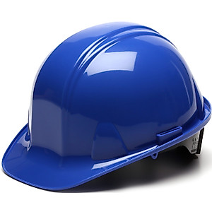 Pyramex Safety Cap Style 4 Point Ratchet Suspension Hard Hat with Rain Trough - Comfortable Low Profile Design, Blue, One Size (HP14160)