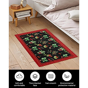 Red Cherry Farmhouse Fruit Luxurious European Flowers Bath Mats for Bathroom Non-Slip Absorbent Soft Plush Doormat Decor Rugs for Kitchen Bedroom Floor Mat 24" X 16"