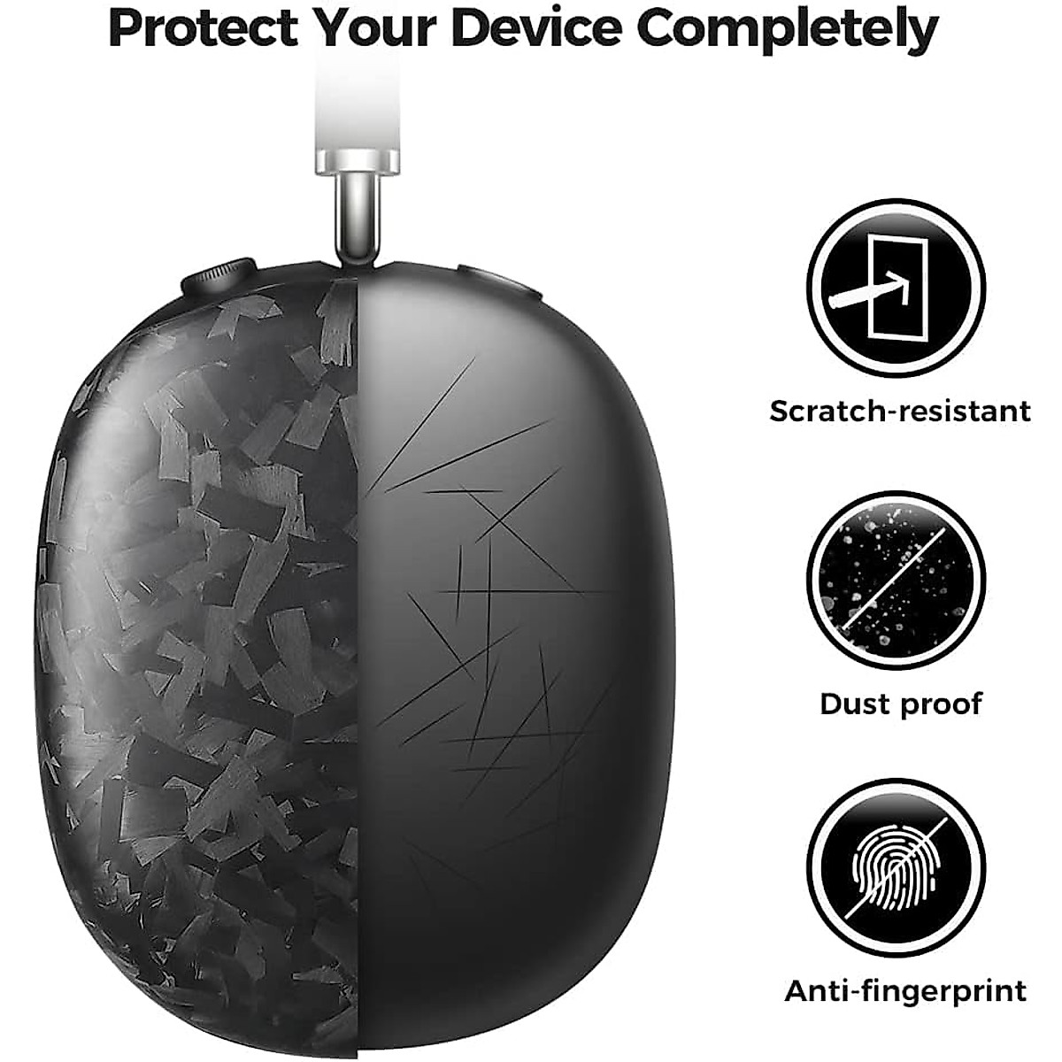 MONOCARBON Real Carbon Fiber Case for Airpods Max(2024 & 2020),Military Grade Protective Hard Cover for Apple Airpods Max Headphone from Daily Scratch,High-End Luxury Essential Accessories