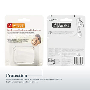 Ameda Silicone Diaphragms Clear 2 Count, Replacement Diaphragms Compatible with Ameda Breast Pumps and Ameda HygieniKits, Maintain Pump Performance, BPA Free DEHP Free