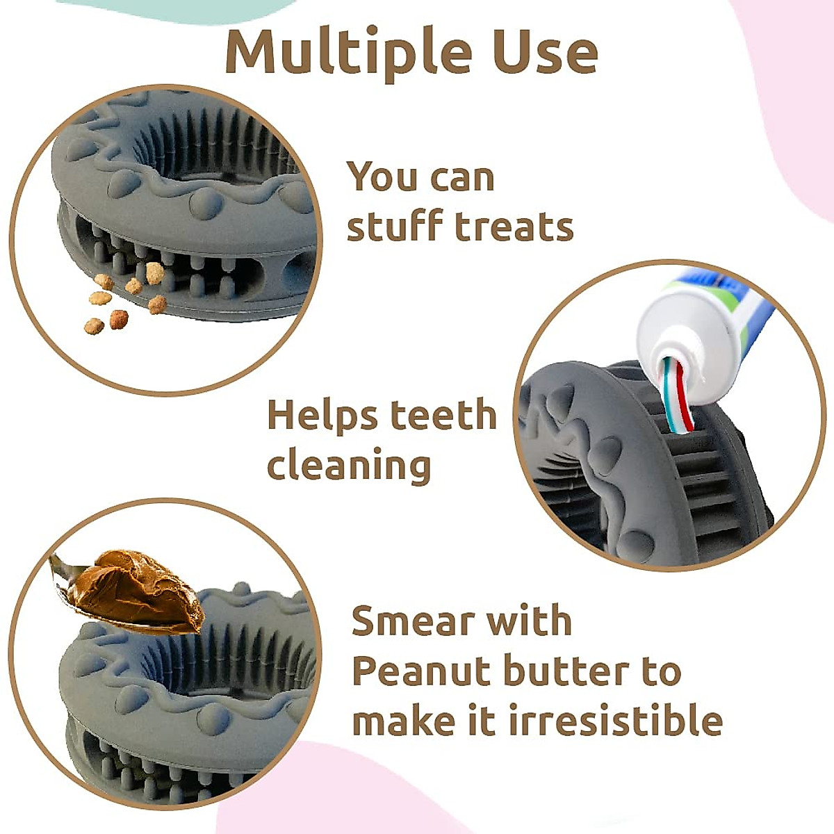 SIMENA Tough Chew Toys for Dog Teeth Cleaning, Teething Toy for Medium Breeds, Dog Toothbrush Toy, Use with Peanut Butter or Toothpaste, Dog Chew Sticks (Bone, Blue)