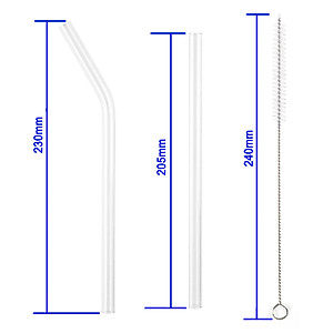 MANZOO Glass Straw Reusable Straws Glass Straws Clear Straws,Including 6PC Straight Straws, 6PC Bent Straws Plus 2PC Cleaning Brush